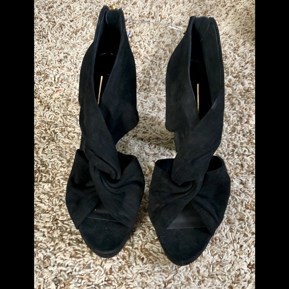 Rachel Zoe | Shoes | Rachel Zoe Black Suede Open Toe Platform Heels ...